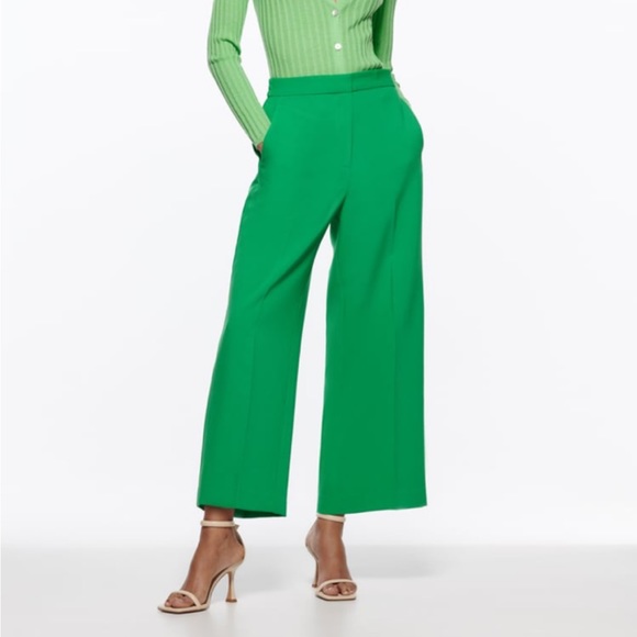 Zara | Pants & Jumpsuits | Zara Cropped Green Pants | Poshmark